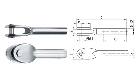 I-SYS® Stainless Steel CS-Fork with Internal Thread Carl Stahl Architecture